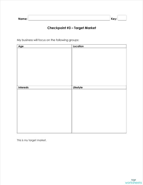 Target Market. Interactive worksheet | TopWorksheets
