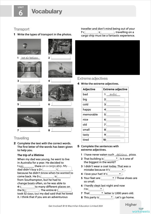 5th Senior vocabulary practice unit 6. Interactive worksheet ...