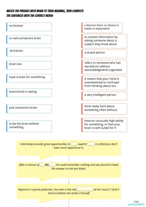 CAE mind and brain. Interactive worksheet | TopWorksheets