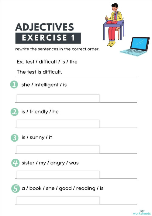 adjectives worksheet. Interactive worksheet | TopWorksheets