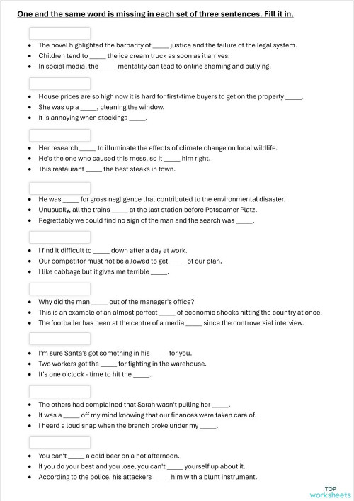 triples IV / one and the same word in three sentences. Interactive ...