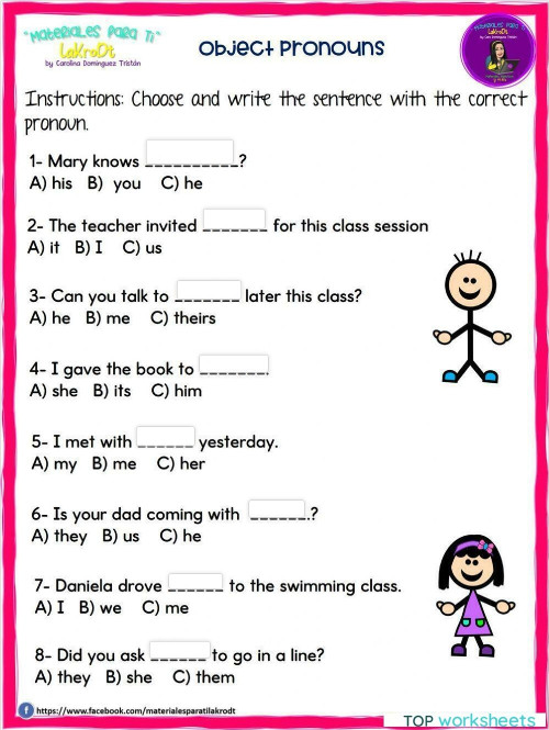 Object Pronouns. Interactive worksheet | TopWorksheets