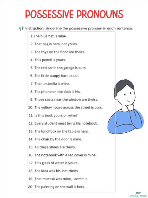 Pronoun: interactive worksheets and online exercises | TopWorksheets