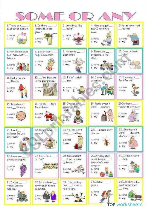 Some or any. Interactive worksheet | TopWorksheets