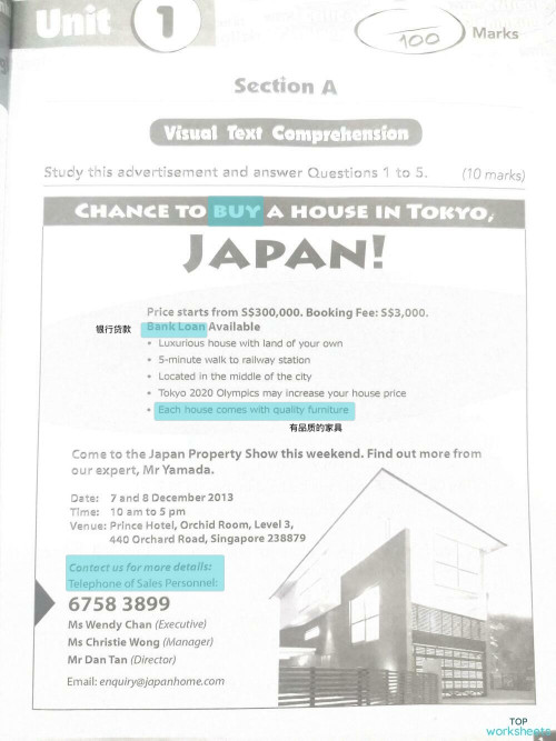 Comprehension - P2 (Singapore) P 1-2. Interactive worksheet | TopWorksheets