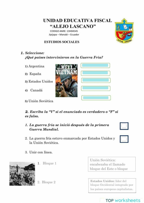 Guerra fría. Ficha interactiva | TopWorksheets