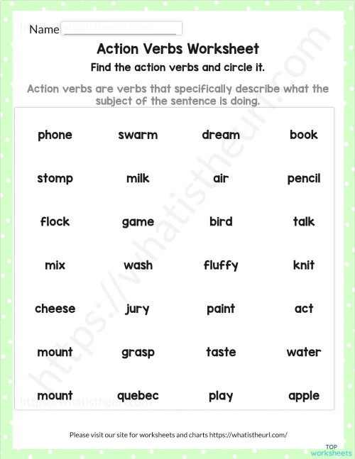 identify the verb. Interactive worksheet | TopWorksheets