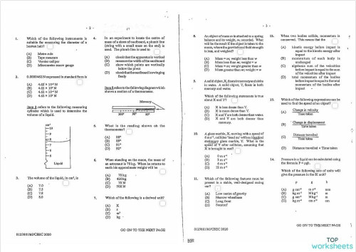 Physics 2020 mcq. Interactive worksheet | TopWorksheets