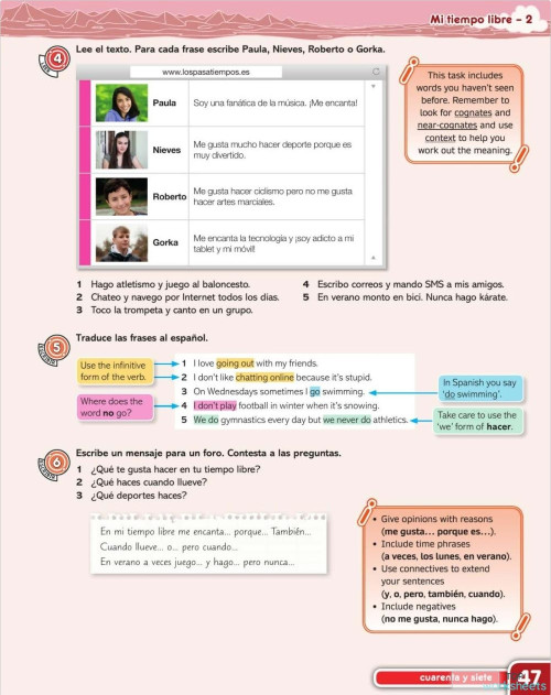 Mi tiempo libre 47. Ficha interactiva | TopWorksheets