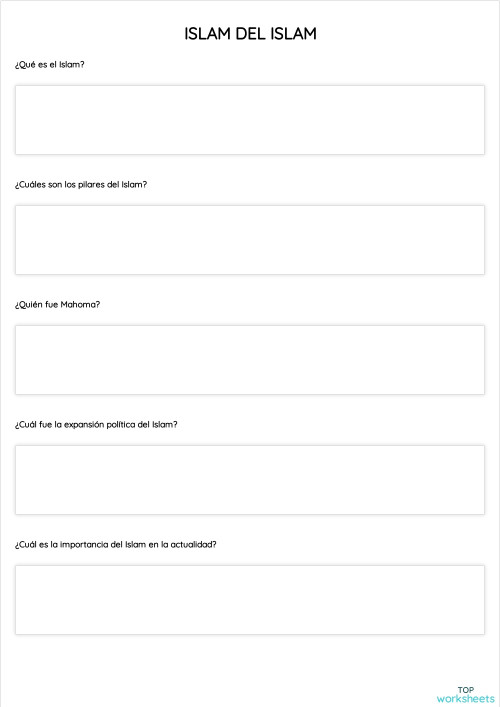Islam: fichas interactivas y ejercicios online | TopWorksheets
