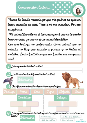 Comprensión 2. Animales. Ficha interactiva | TopWorksheets