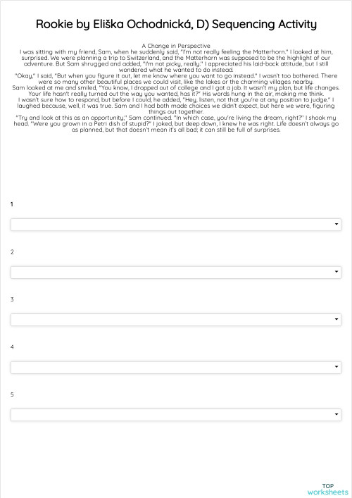 Rookie by Eliška Ochodnická, D) Sequencing Activity. Interactive ...