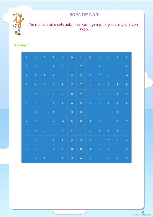 SOPA DE LA Y. Ficha interactiva | TopWorksheets