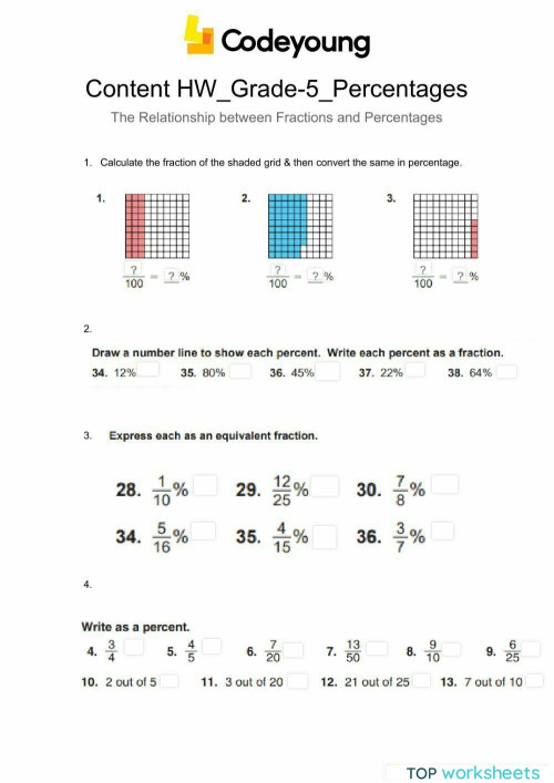 Concept-HW-The Relationship between Fractions and Percentages ...