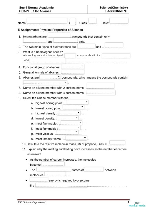 Chp 15: M1 Natural gas and Crude Oil. Interactive worksheet | TopWorksheets