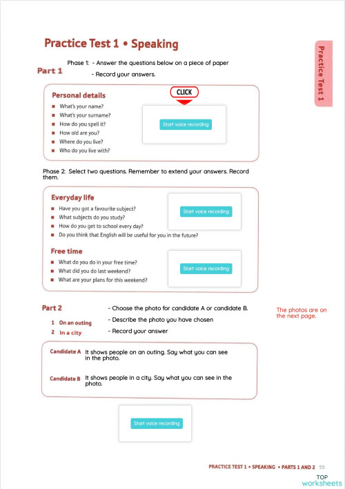 SPEAKING-PART 2. Interactive worksheet | TopWorksheets