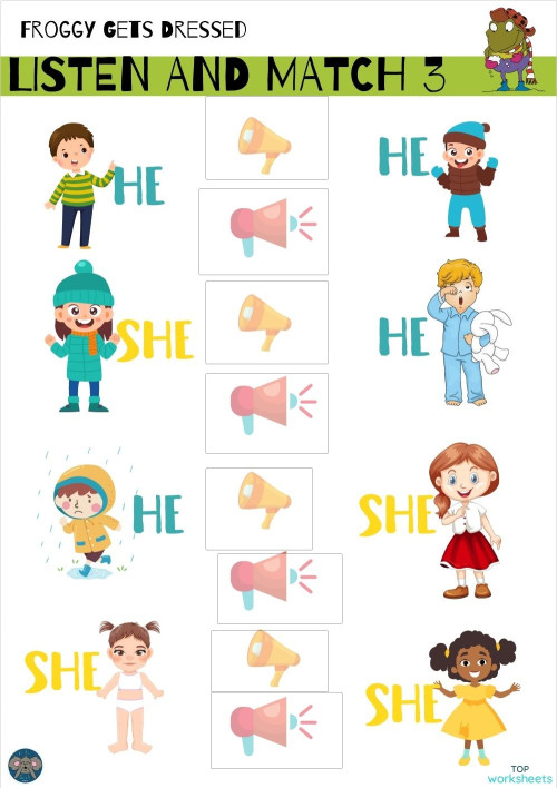 Listen And Match 3 1ST. Interactive worksheet | TopWorksheets