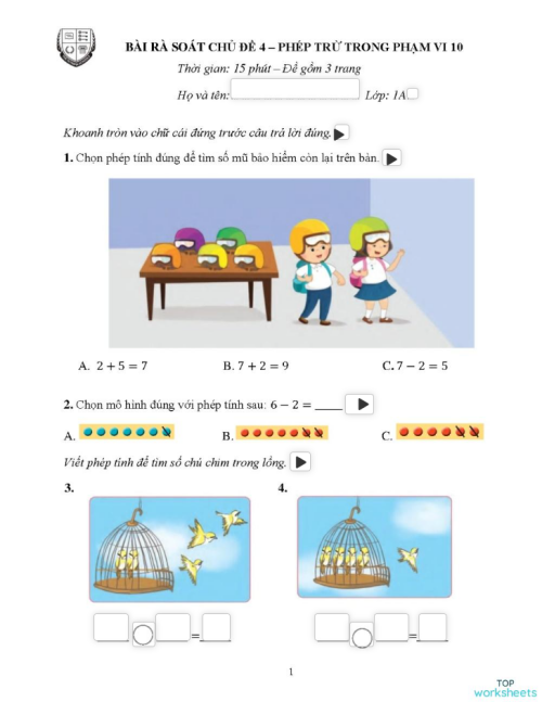 Interactive worksheets and online exercises in vietnamese | TopWorksheets