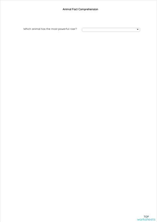 Animal Fact Comprehension. Interactive worksheet | TopWorksheets