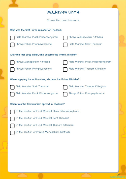 M3_Review Unit 4. Interactive worksheet | TopWorksheets
