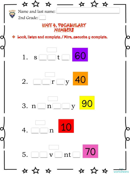 2nd G. Unit 4. Vocabulay. Spelling 2. Interactive worksheet | TopWorksheets