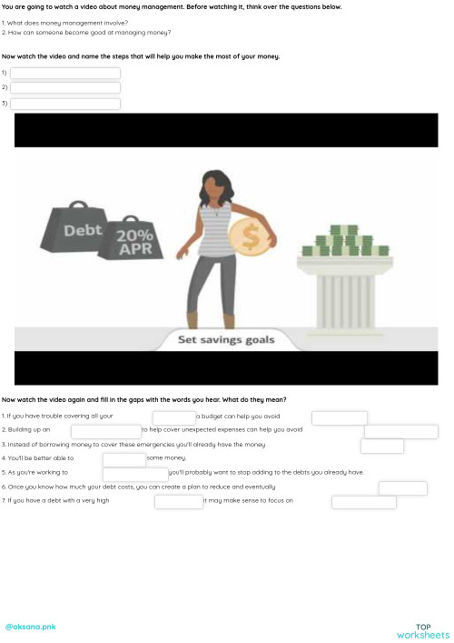 Lesson 27: Personal finances (Pre-class worksheet). Interactive ...