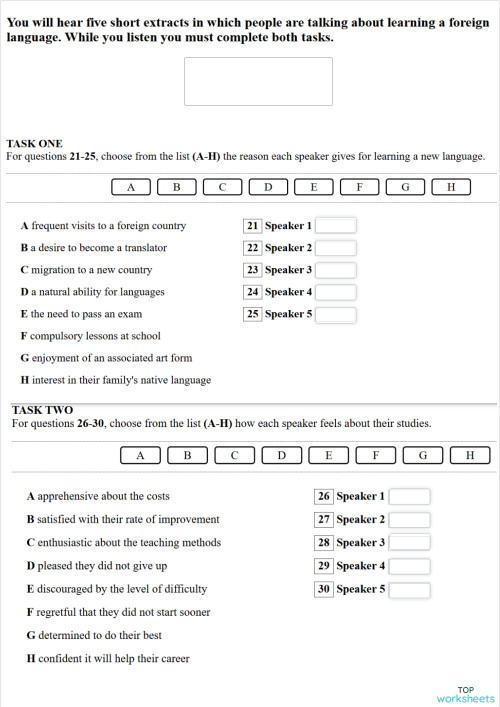Test 3 CAE Practice Tests PAPER 3 - LISTENING PART 4. Interactive ...