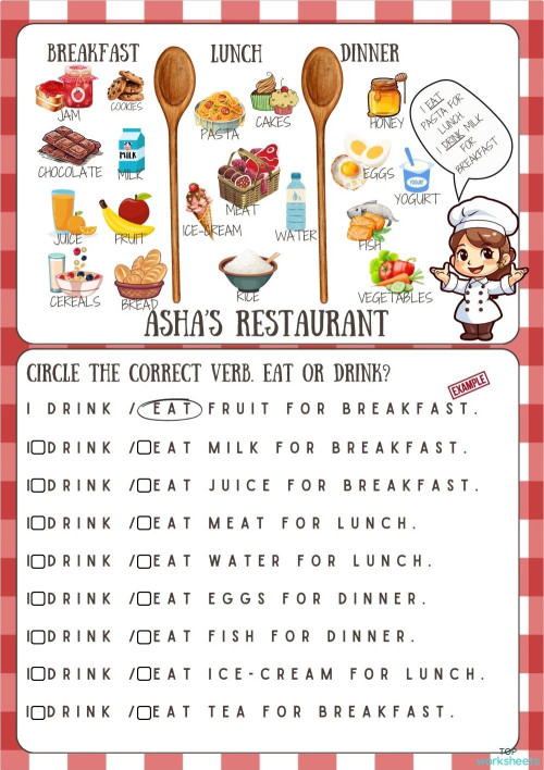 EAT OR DRINK. Interactive worksheet | TopWorksheets