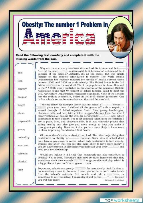 Obesity in The USA. Interactive worksheet | TopWorksheets