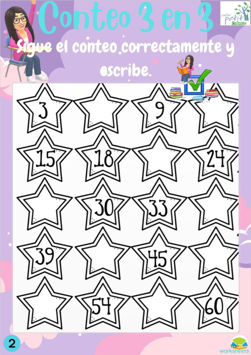 Tarea Conteo 3 en 3_Mtra. Faby. Ficha interactiva | TopWorksheets