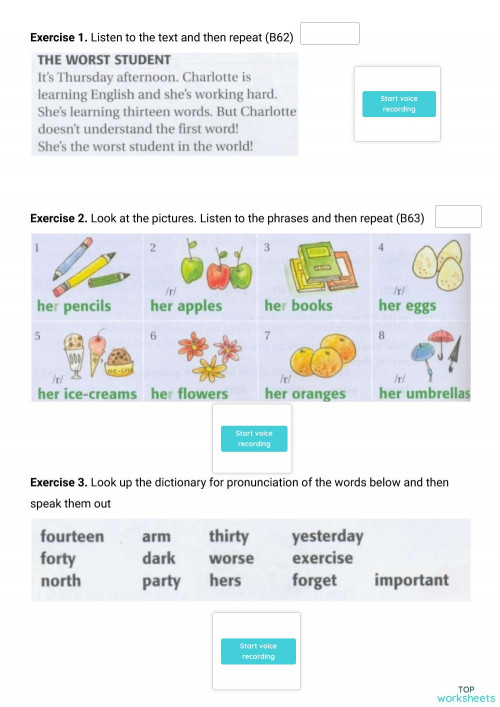 Worksheet 12.2 - Silent /r/ sound. Interactive worksheet | TopWorksheets