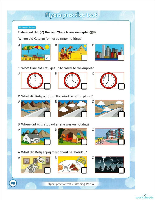 PRACTICE TEST - A GOOD YEAR. Interactive worksheet | TopWorksheets