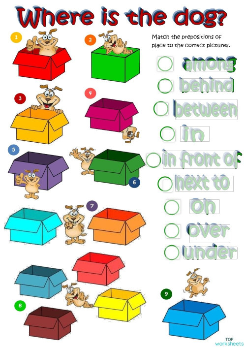 Prepositions of place. Interactive worksheet | TopWorksheets