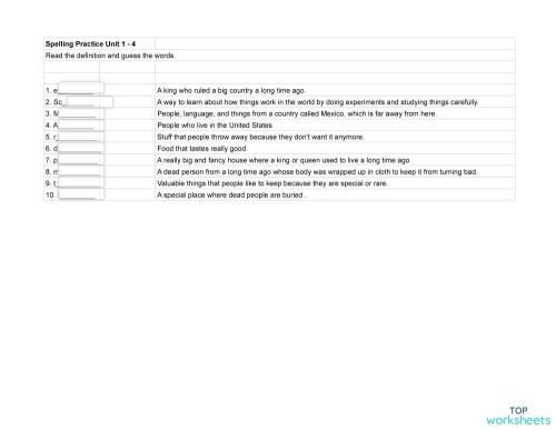 Gsm 4 Unit 1 4 Spelling Interactive Worksheet Topworksheets