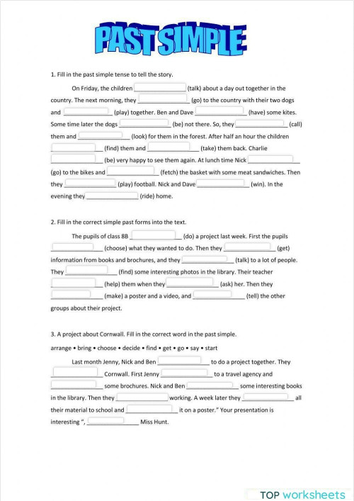 Past simple. Interactive worksheet | TopWorksheets