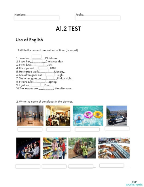 Exam A1.2 Part 1. Interactive worksheet | TopWorksheets