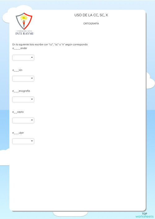 USO DE LA CC, SC, X. Ficha interactiva | TopWorksheets