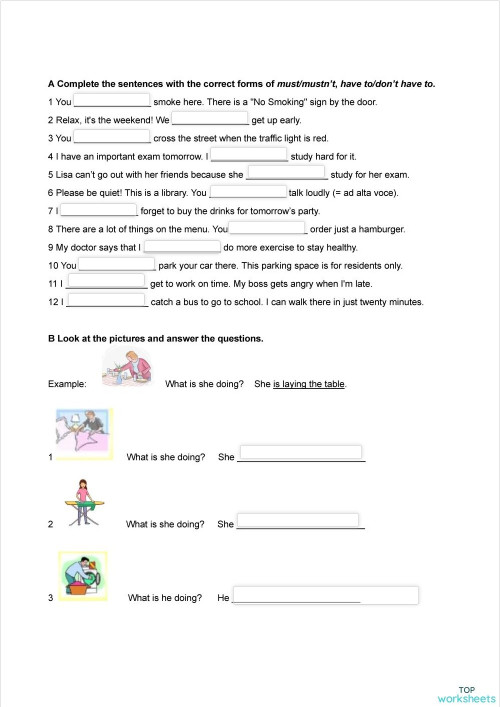 Must/Have to - The Housework. Interactive worksheet | TopWorksheets