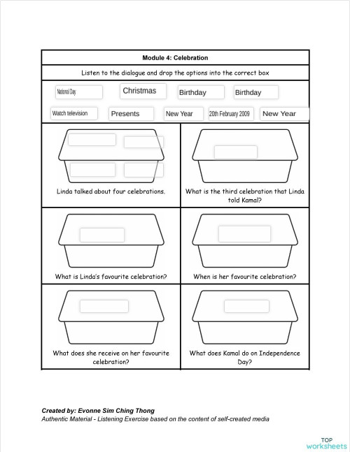 Module 4: Celebration - Listening Activity 2 Exercise (Weak/Average ...