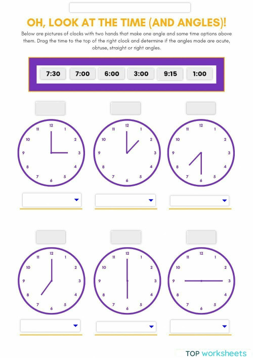 Angles and Time. Interactive worksheet | TopWorksheets