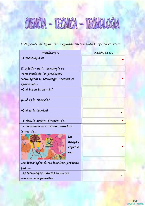CIENCIA TECNICA TECNOLOGIA 3° AÑO. Ficha interactiva | TopWorksheets