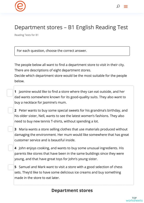 Homework - Reading Parts. Interactive worksheet | TopWorksheets