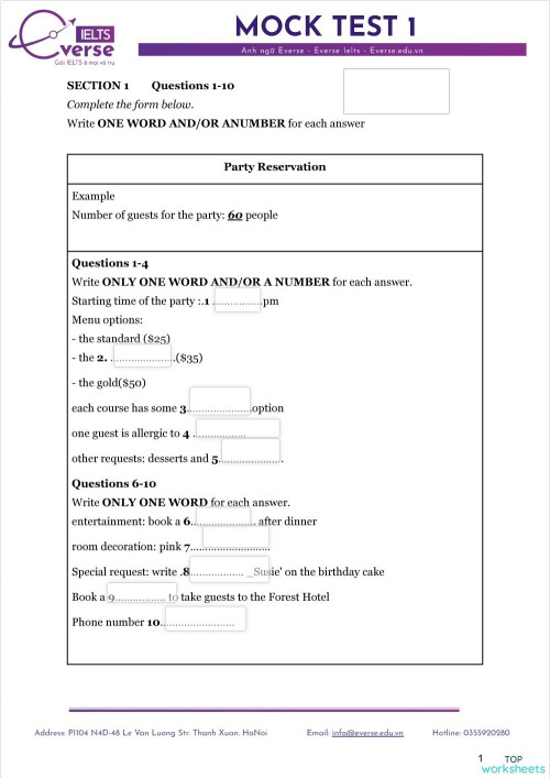 Mocktest 3. Interactive worksheet | TopWorksheets
