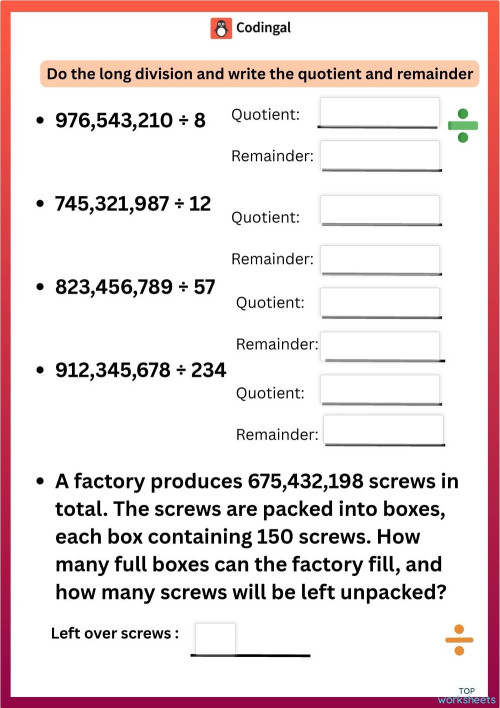 M_G05M03L05_WC02_Division_of_Multi-Digit_Numbers_2. Interactive worksheet | TopWorksheets