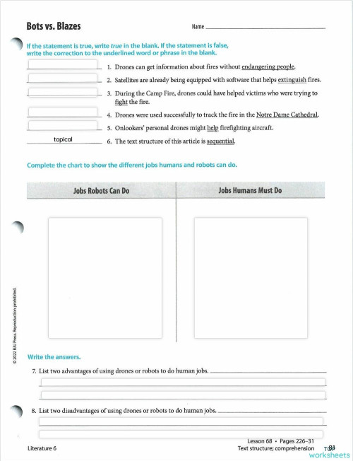Lesson 68: Bots vs Blazes 81. Interactive worksheet | TopWorksheets