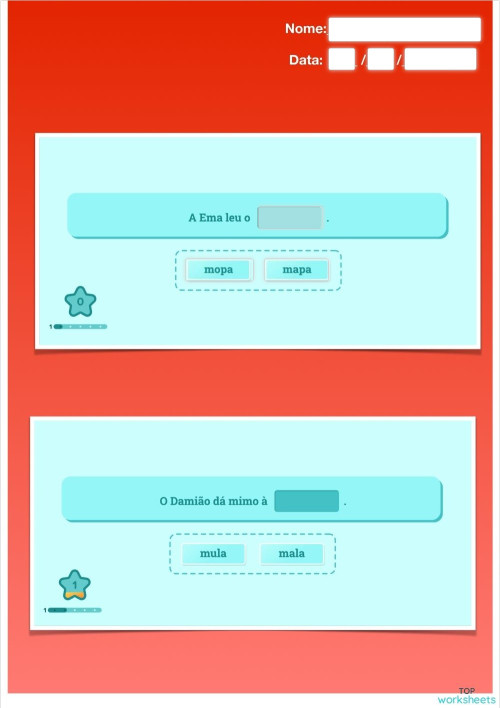 Exercício de leitura letra M. Ficha interativa | TopWorksheets