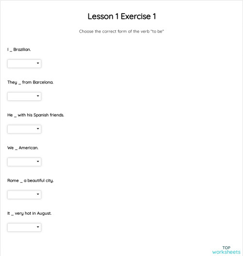 Lesson 1 Exercise 1. Interactive worksheet | TopWorksheets