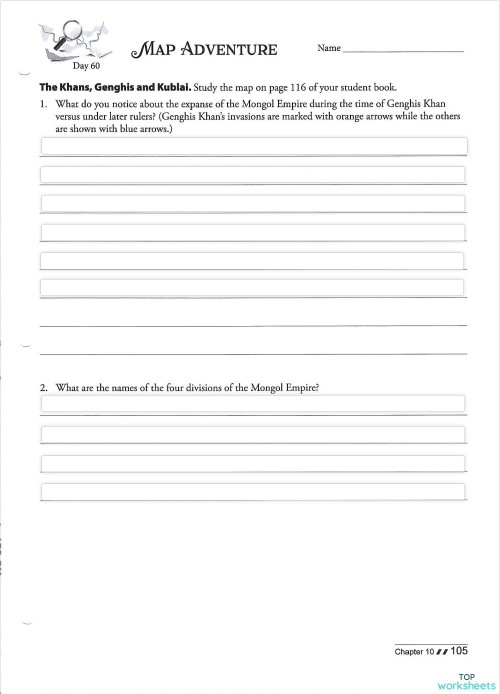 Chapter 10: Map Adventure Pg 105-106. Interactive worksheet | TopWorksheets