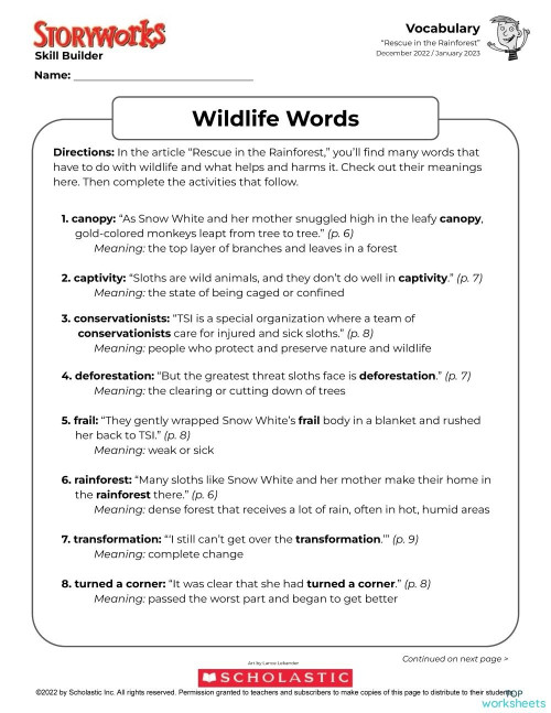 Wildlife Words. Interactive worksheet | TopWorksheets