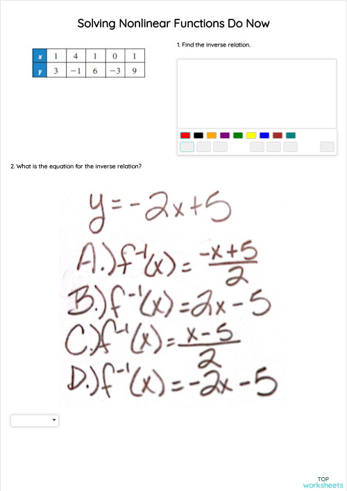 Algebra: interactive worksheets and online exercises | TopWorksheets